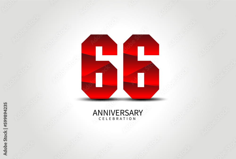 66 Year Anniversary Celebration Logo red vector, 66 Number Design, 66th ...