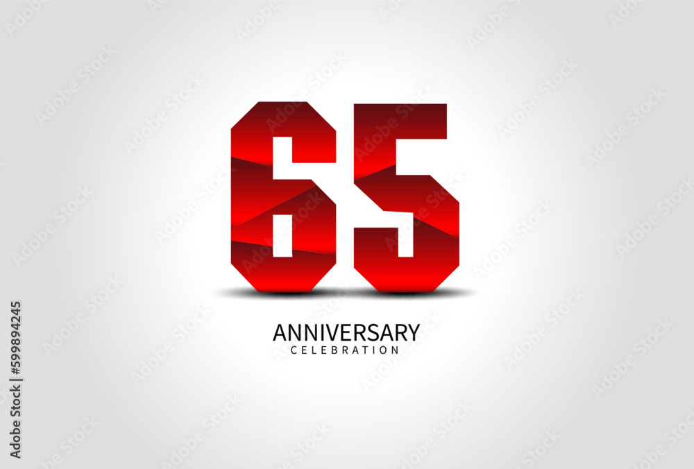 65 Year Anniversary Celebration Logo red vector, 65 Number Design, 65th ...