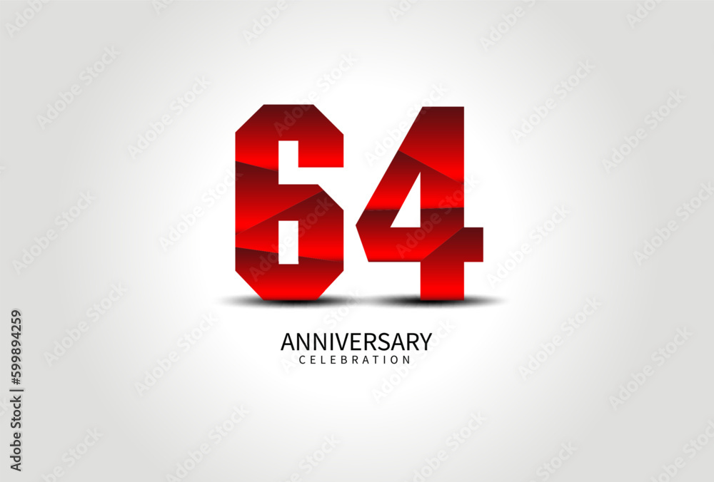 64 Year Anniversary Celebration Logo red vector, 64 Number Design, 64th ...