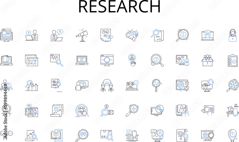 Research line icons collection. Growth, Focus, Improvement, Strategy ...