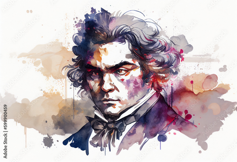 Ludwig van Beethoven watercolour painting of the famous German ...