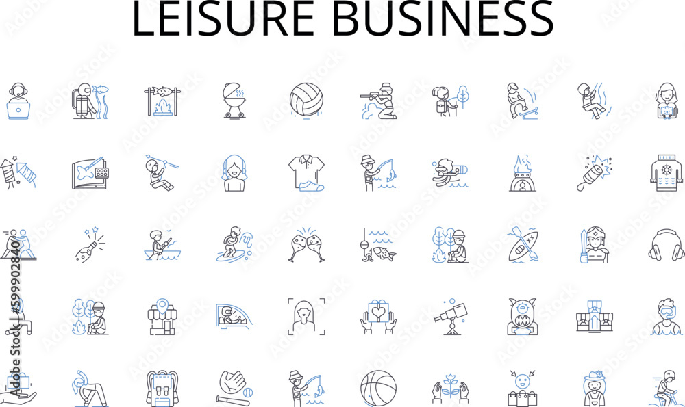 Leisure business line icons collection. Smartph, Tablet, Laptop ...