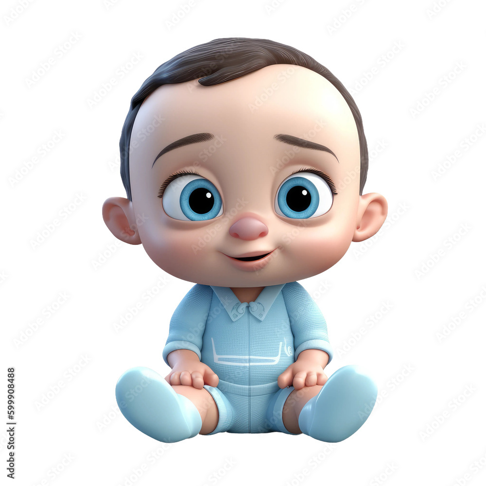 Cute cartoon style baby boy kid. Transparent isolated background. AI ...