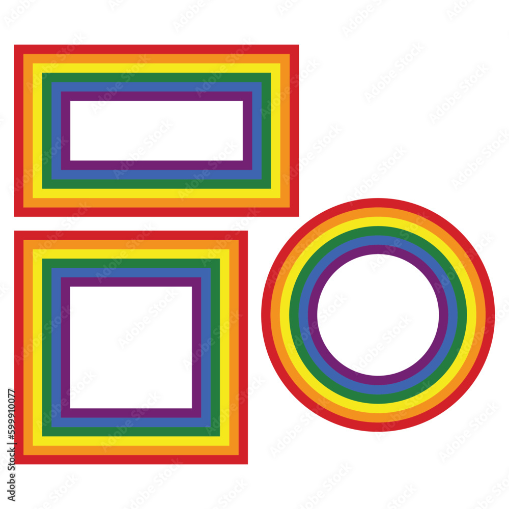 Vecteur Stock Flag LGBT icons, round and squared frames. Template ...