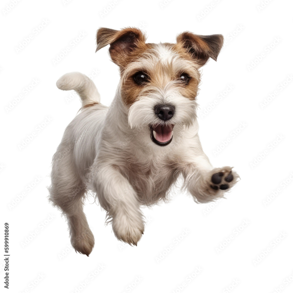 Cute jumping dog. Transparent isolated background. AI generated Stock ...