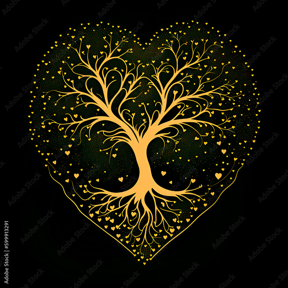 Abstract bright Family tree, tree of life in the shape of a heart Stock ...