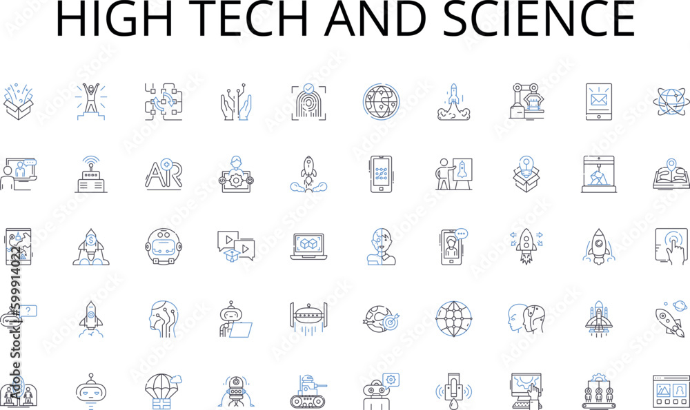 High tech and science line icons collection. Education, Resource ...
