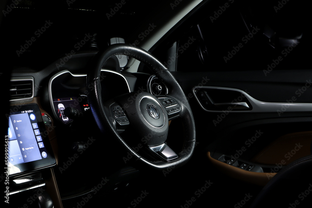 car steering wheel of MG ZS model and led speedmeter speed gauge with ...