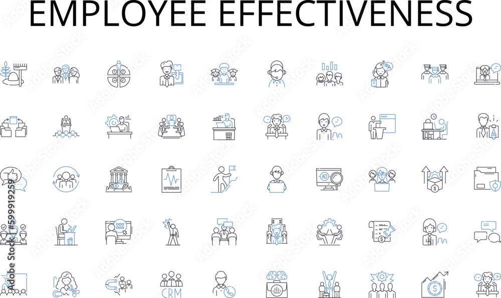 Employee effectiveness line icons collection. Globetrotting, Odyssey ... Employee effectiveness line icons collection. Globetrotting, Odyssey ...