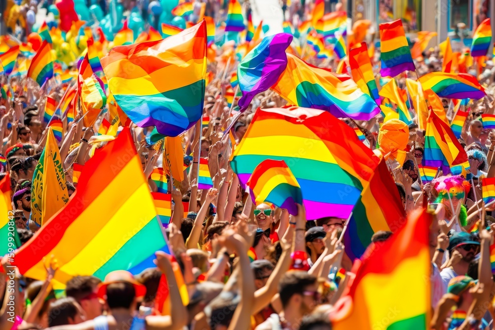 Vibrant Celebration of Love Lesbian Pride Month Flag Waving in the Wind ...