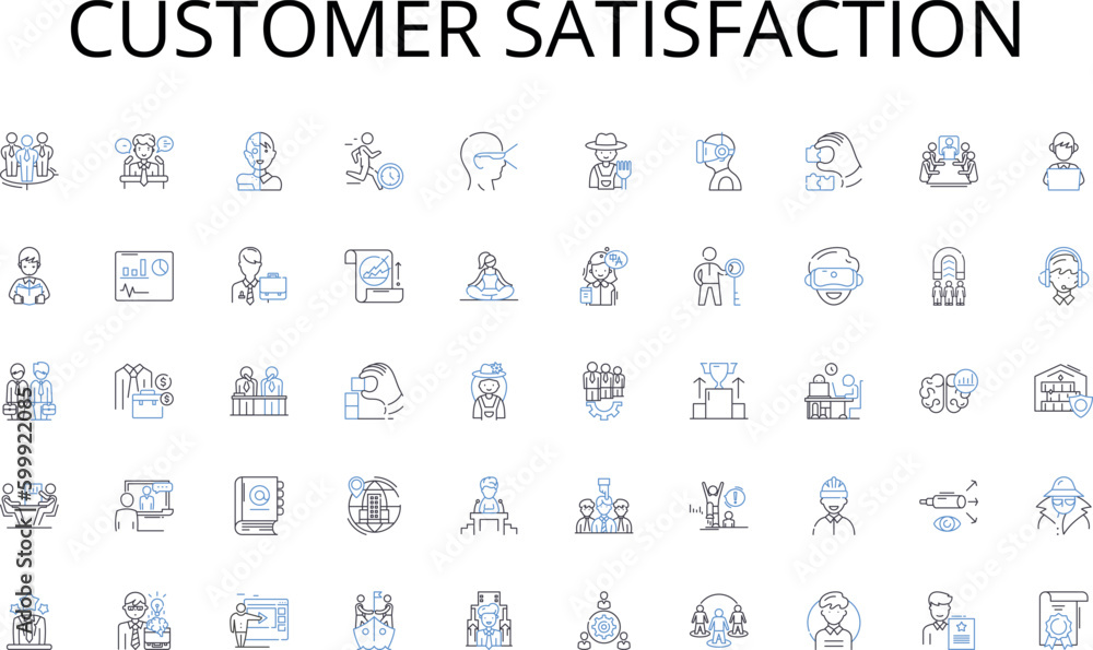 Vecteur Stock Customer satisfaction line icons collection. Training ...