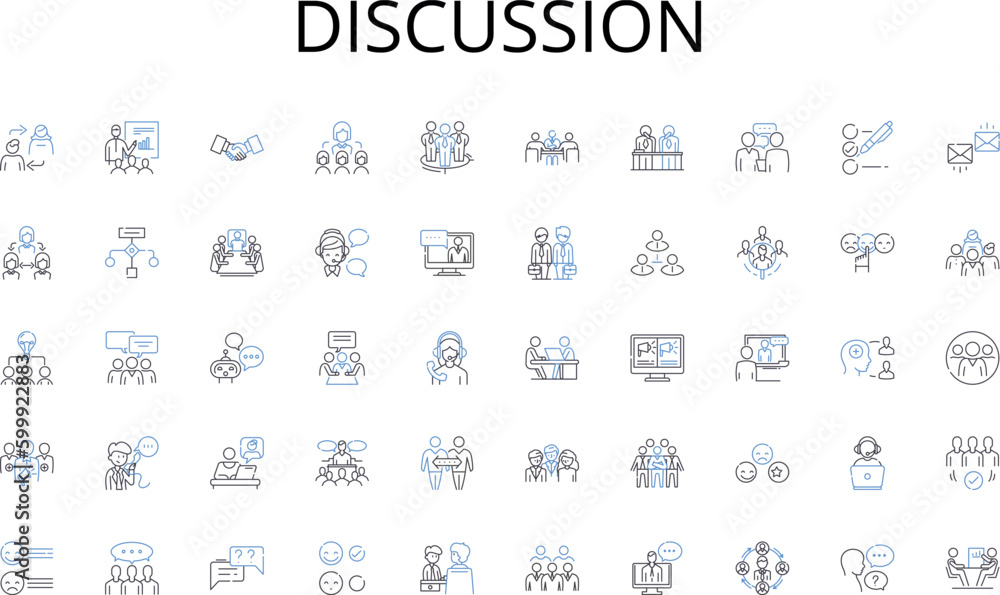 Discussion line icons collection. Automation, Robotics, Neural ...
