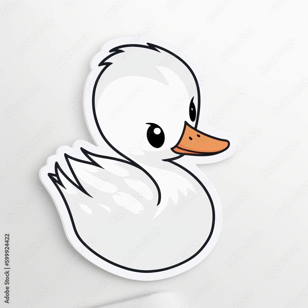 Illustrazione Stock A cute chibi Mute Swan sticker with a white ...