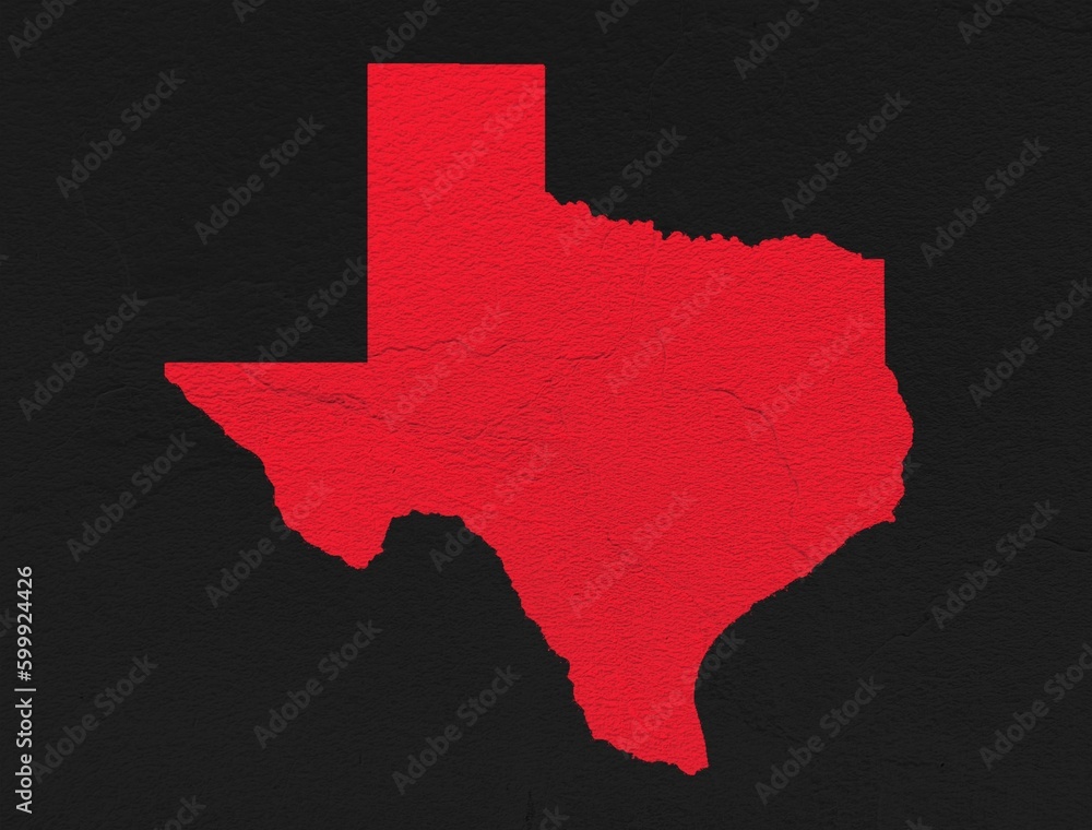 Texas red map on isolated black textured background. High quality ...