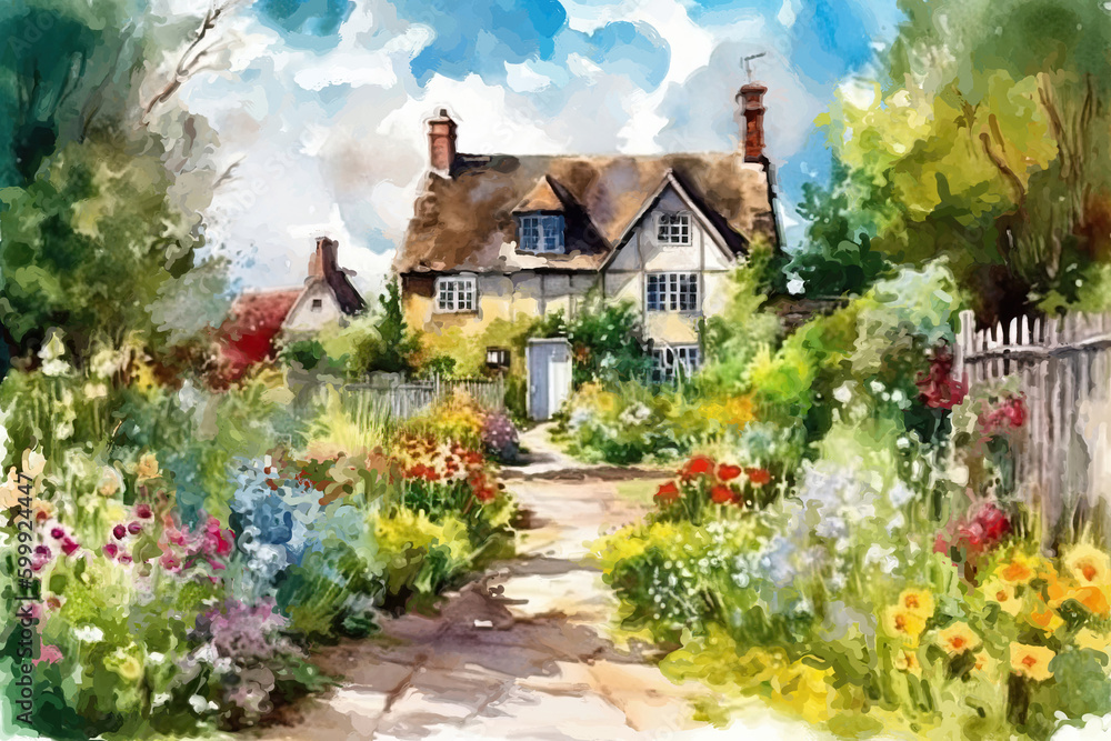 Watercolor English Garden Pathways