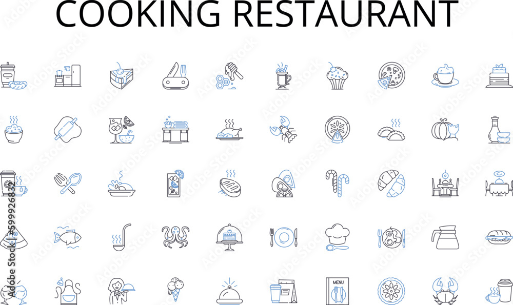 Cooking restaurant line icons collection. Central, Hub, Main ...