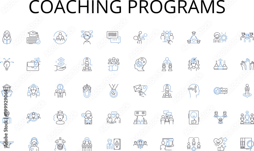 Coaching programs line icons collection. Innovation, Entrepreneur ...