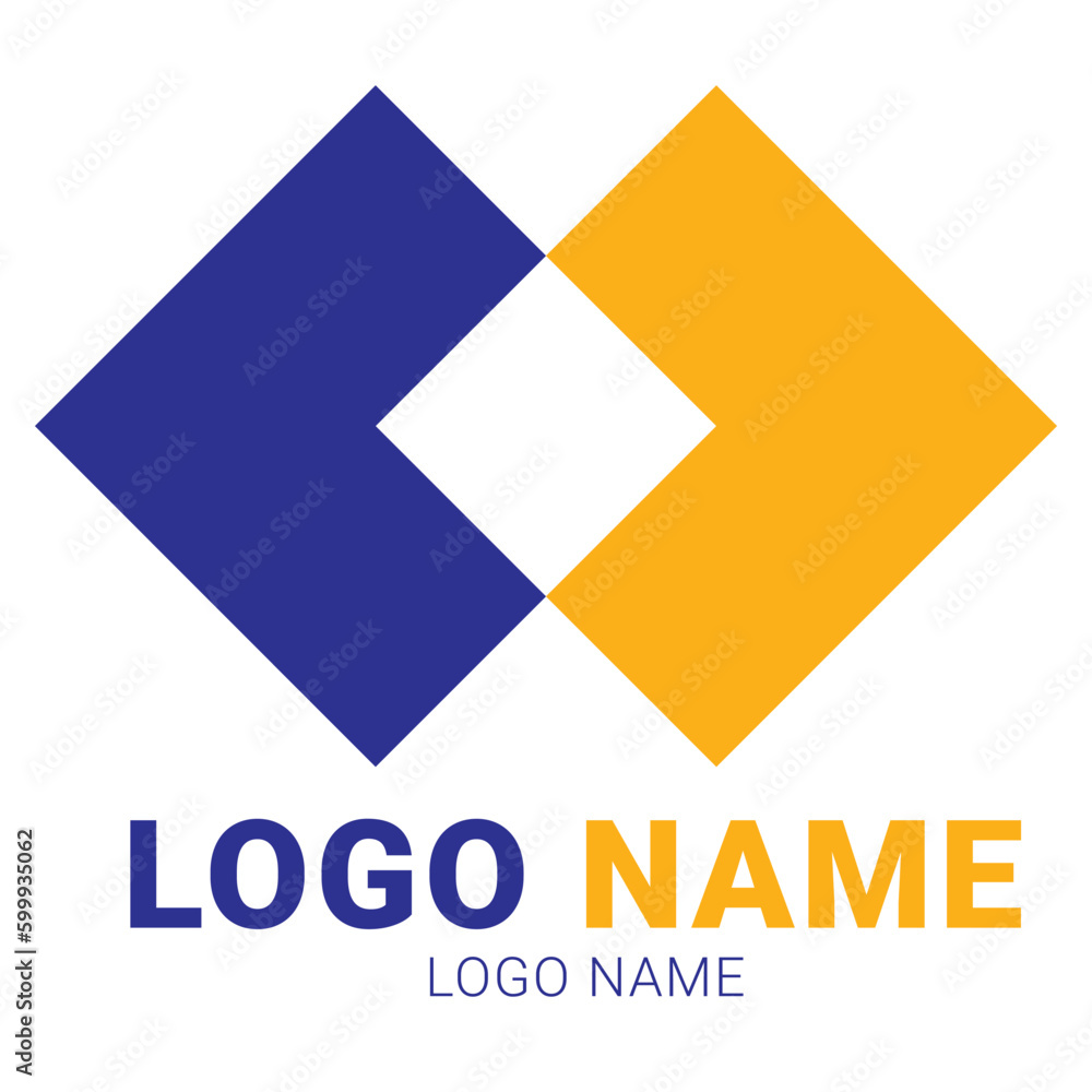 vector blue and yellow logo design line art Stock Vector | Adobe Stock