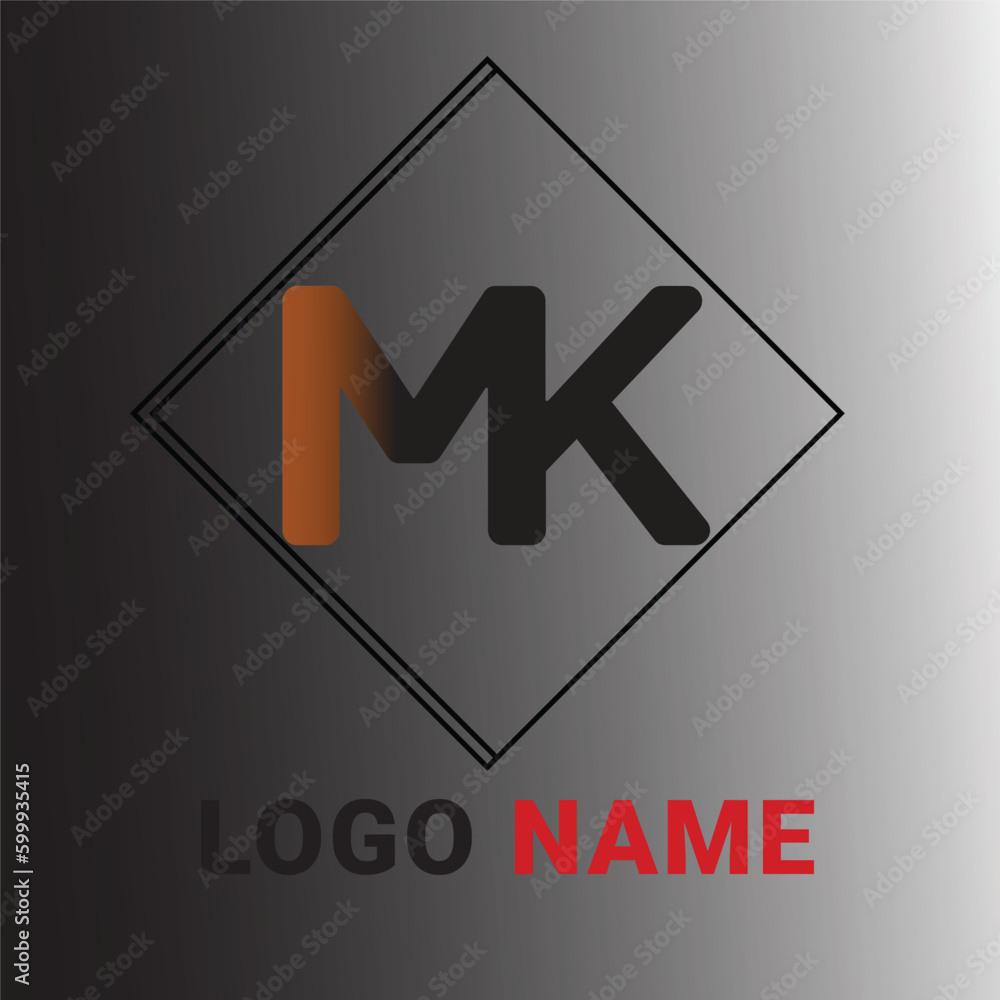 mk vector logo text fonts design Stock Vector | Adobe Stock