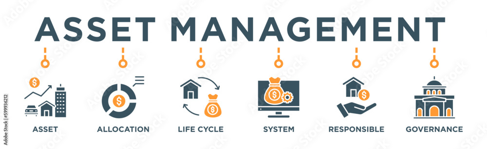 Asset management banner web icon vector illustration concept with icon ...