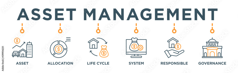 Asset management banner web icon vector illustration concept with icon ...
