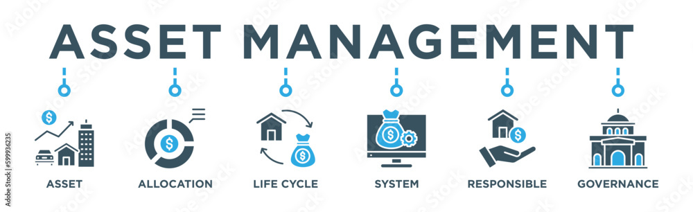 Asset management banner web icon vector illustration concept with icon ...