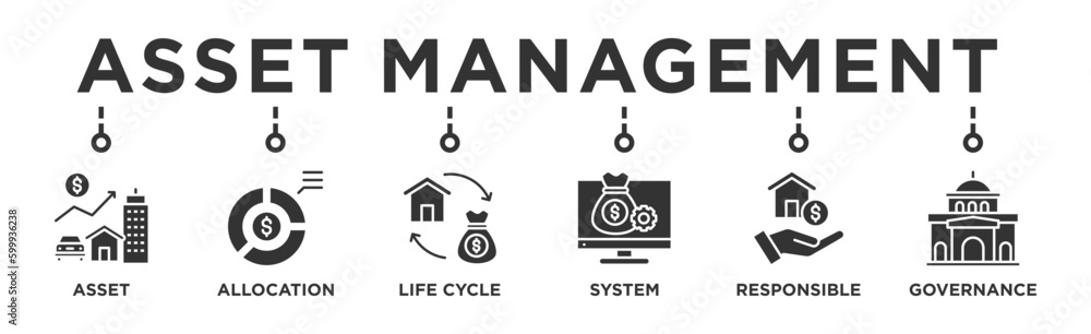 Asset management banner web icon vector illustration concept with icon ...