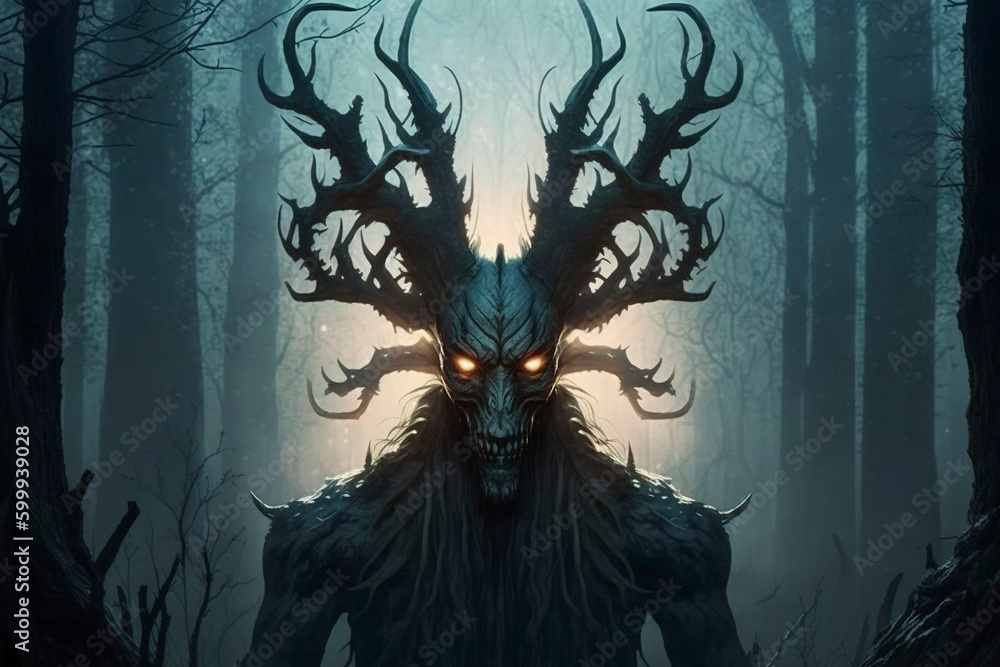 Wendigo monster or demon.Mythological creature Stock Illustration ...