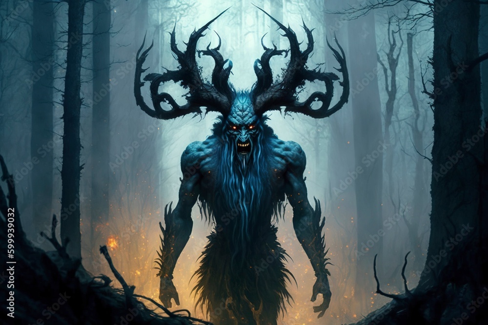 Wendigo monster or demon.Mythological creature Stock Illustration ...