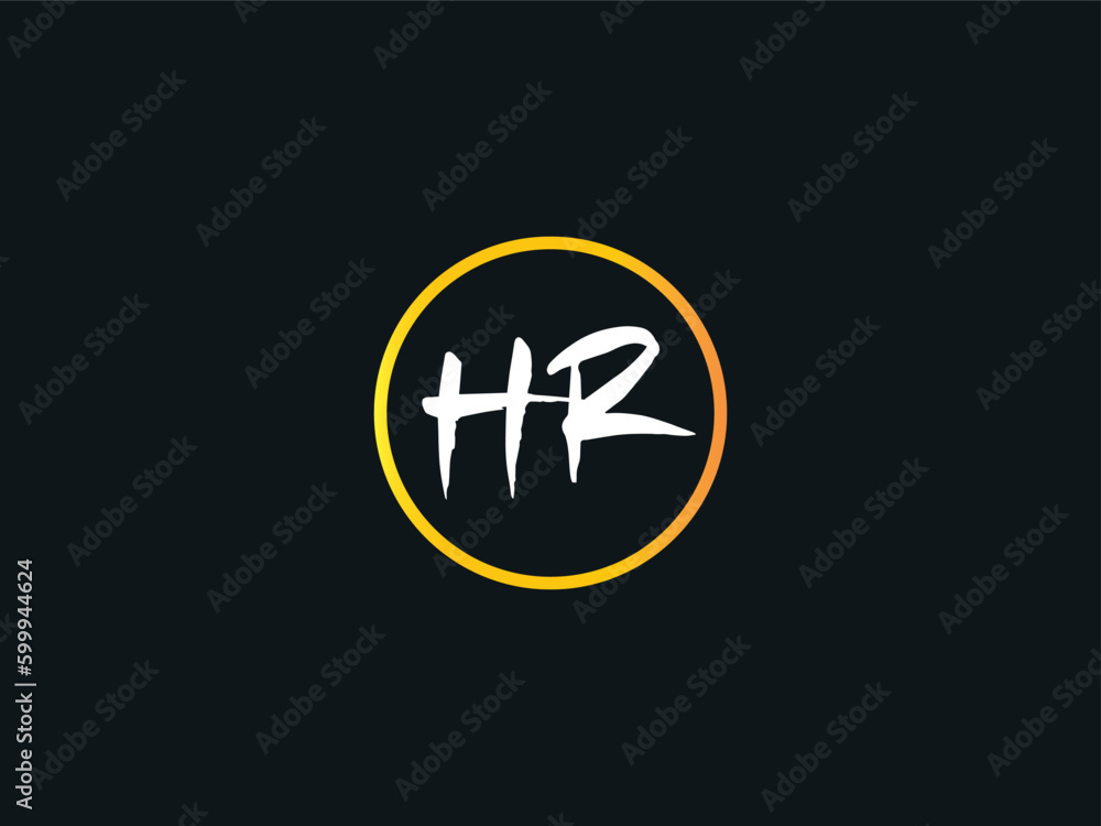 Professional Letter HR Monogram Logo, Handwritten Hr rh Brush Logo ...