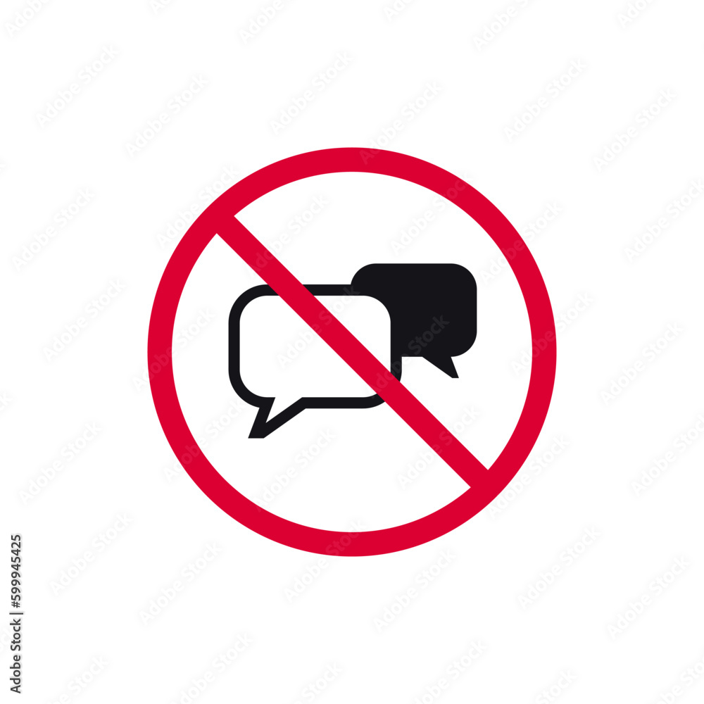No chat prohibited sign, no speaking forbidden modern round sticker ...