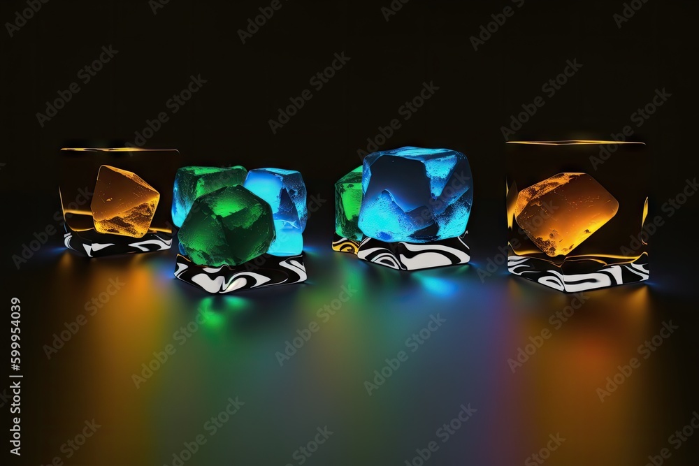 Amber yellow Ice cubes on pastel color background. Concept art. Minimal ...