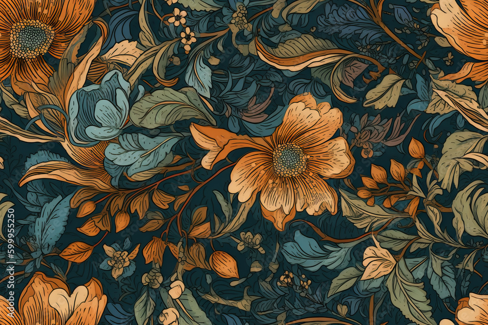 Flowers illustration wallpaper. Seamless background. Stock Illustration ...
