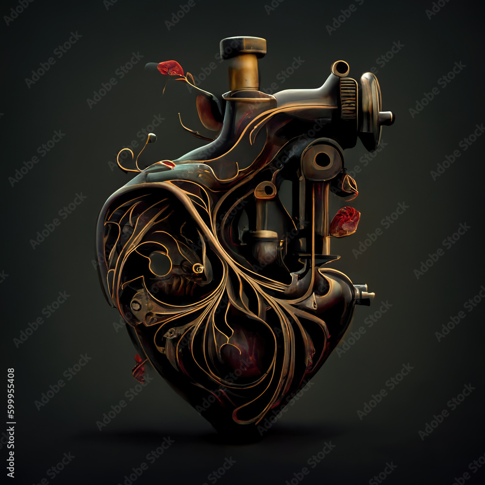 tattoo machine shape anatomical heart . ai generated Stock Illustration ...