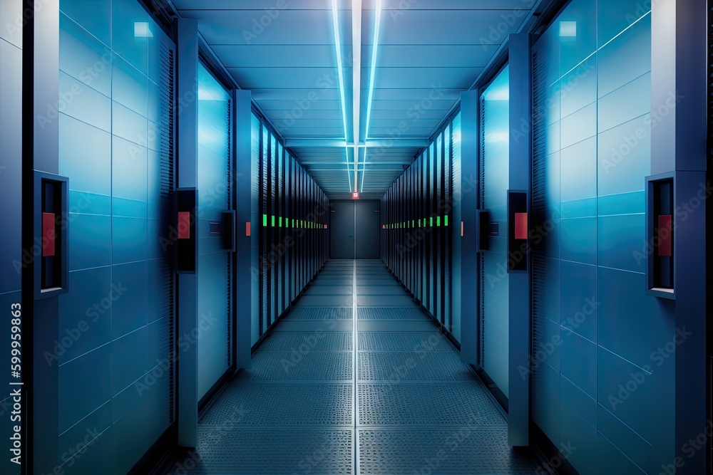 Server racks in computer network security server room data center ...
