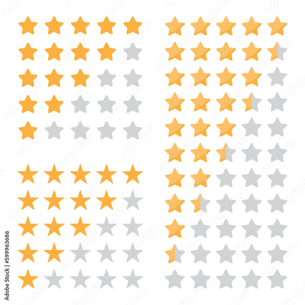 Rating stars badges. Feedback or Rating. Rank, level of satisfaction ...