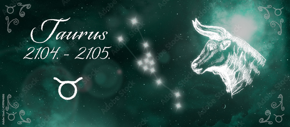Beautiful representation of the zodiac sign Taurus with a hand-made ...