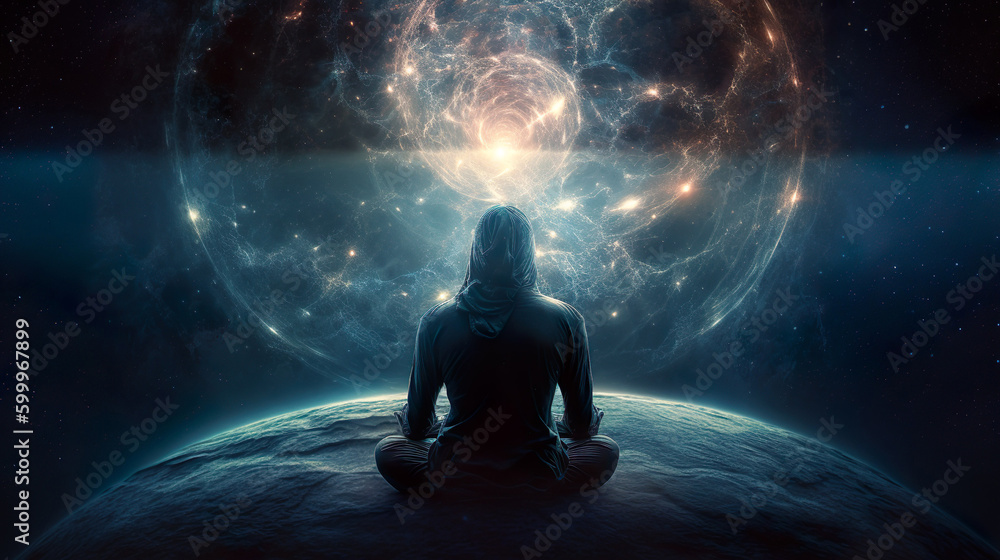 Trance or meditation or astral body concept. Spiritual human body ...