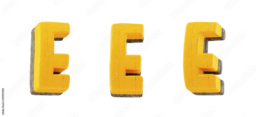 3d alphabet, 3d letter E with wood texture, letter for festa junina, 3d ...