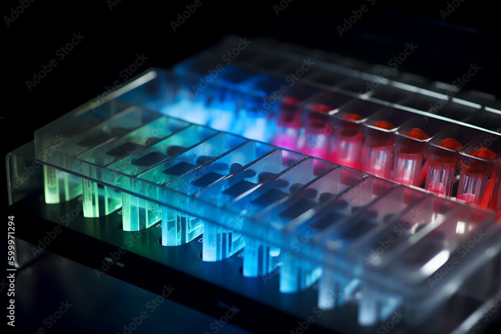 DNA gel electrophoresis results. DNA, background Generative AI Stock ...