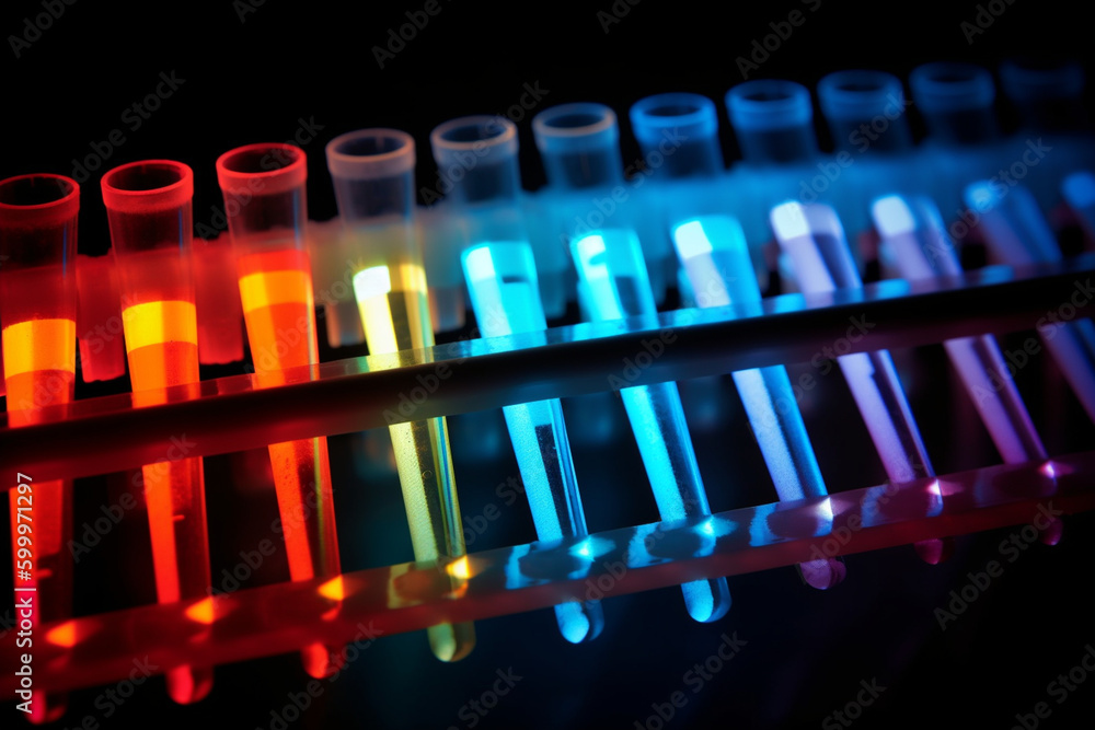DNA gel electrophoresis results. DNA, background Generative AI Stock ...
