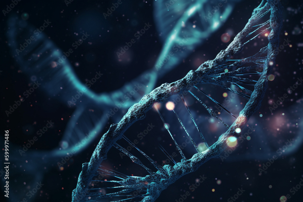 DNA damage and cancer. DNA, background Generative AI Stock Illustration ...