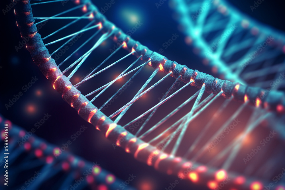 DNA polymerase and DNA synthesis. DNA, background Generative AI Stock ...