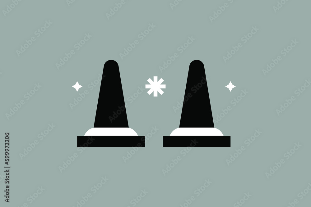 Geometric traffic pylon vector illustration in flat style design ...