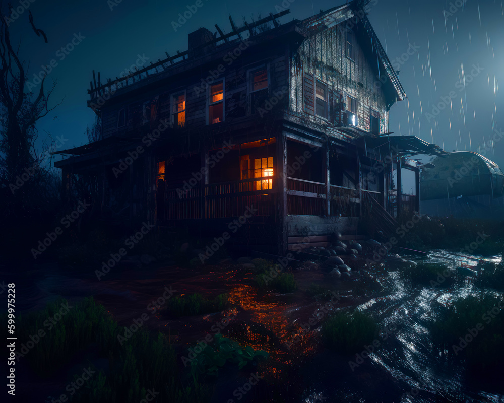 Old wrecked wooden house but still with dwellers. Creepy shack cottage ...