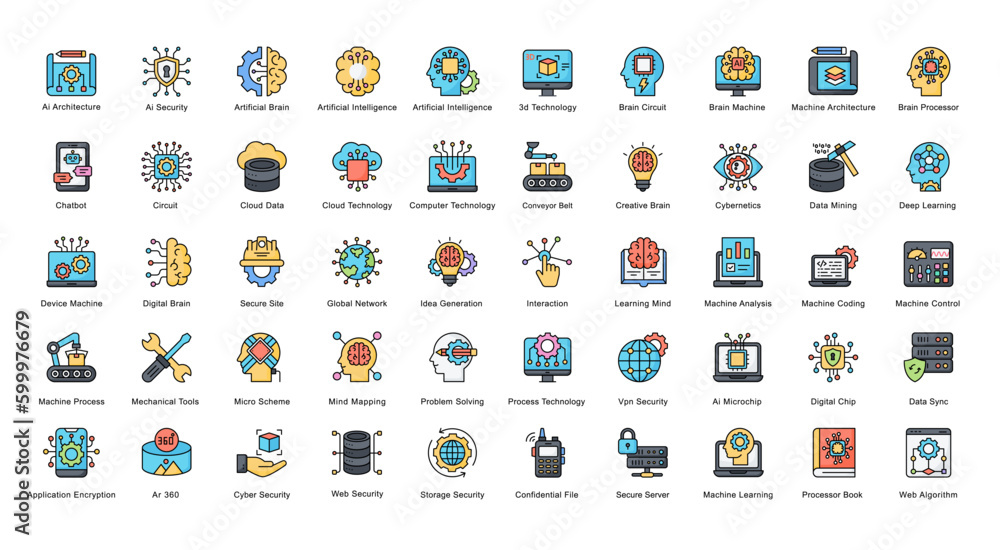 Machine Learning Color Line Iconset Artificial Intelligence Filled ... Machine Learning Color Line Iconset Artificial Intelligence Filled ...