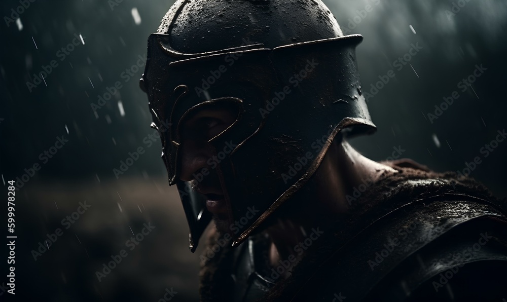 dark epic of spartan warrior in the battle, battle action, dynamic ...
