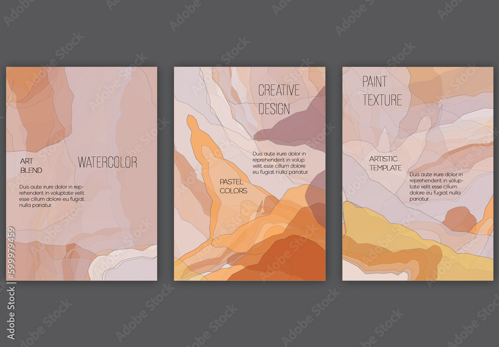 Flyer Layout with Abstract Overlapping Pastel Transparent Shapes Stock ...