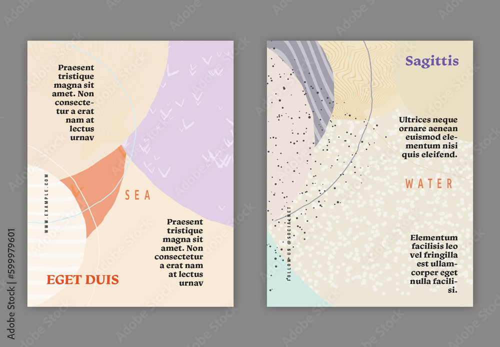 US Letter Flyer Overlapping Blobs Textured With Spots And Lines Stock ...