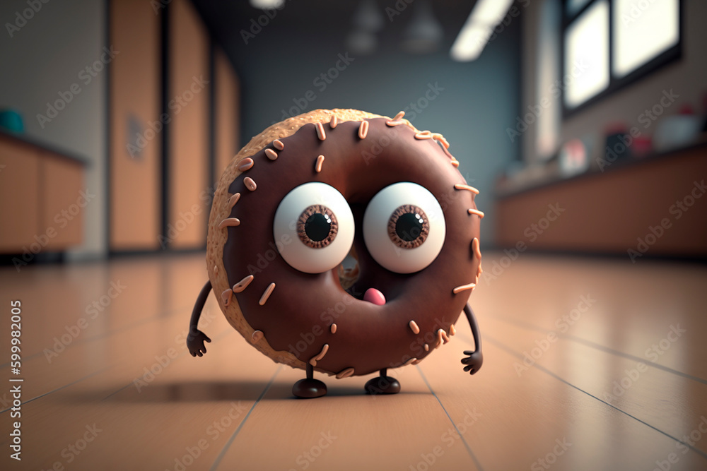 Cute chocolate donut with eyes. Generative AI. Character for children's ...